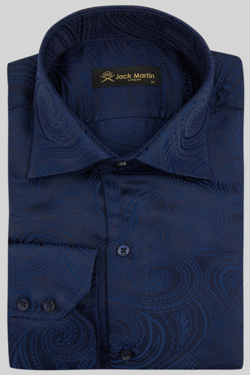 PAISLEY - Blue Smart Shirt with High Collar | Jack Martin