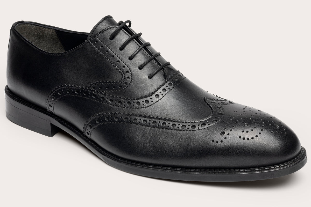 CHARLES - Black Brogue Oxford Shoes | Jack Martin Menswear