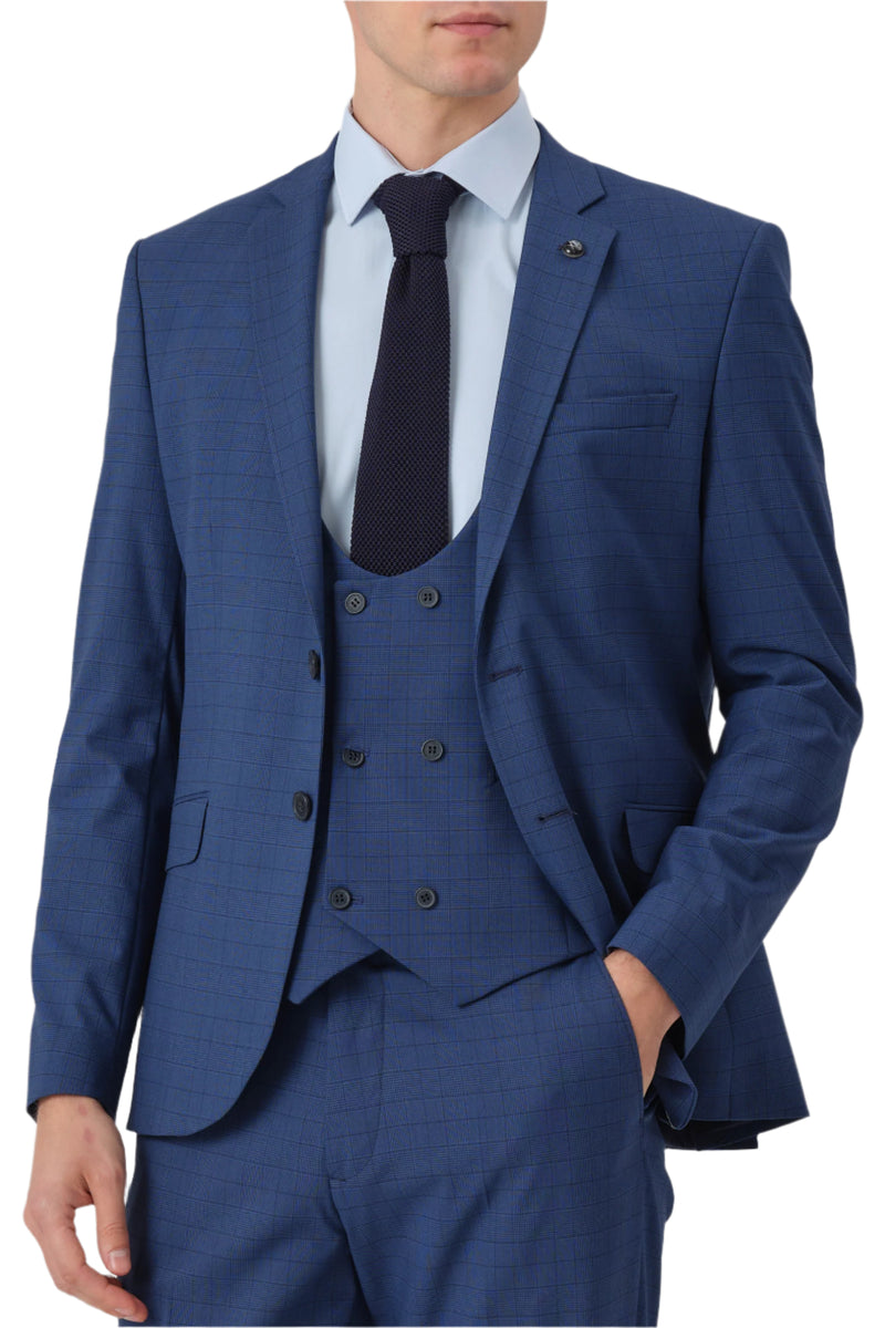 HENRY - Blue Glen Check 3 Piece Suit | Jack Martin Menswear